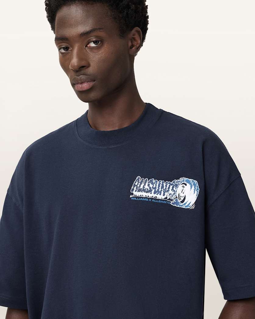 Williams X AllSaints Burnout Crew Neck T-Shirt WILLIAMS BLUE | ALLSAINTS